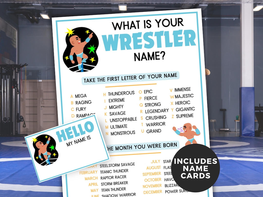 What's Your Wrestler Name Game, Printable Wrestler Party Game, Boys ...