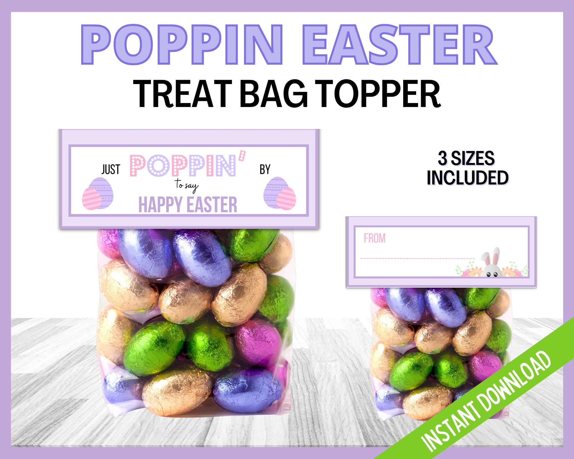 Easter Pop It Printable Treat Bag Topper, Kids Easter Gift Tag, Easter ...