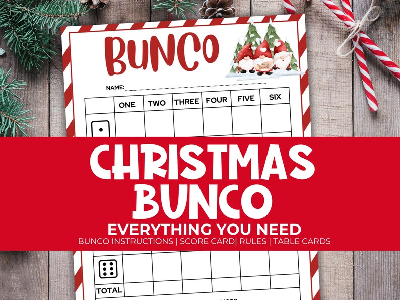 Christmas Bunco Printable Party Pack and Scorecards, Bunco Game Rules ...