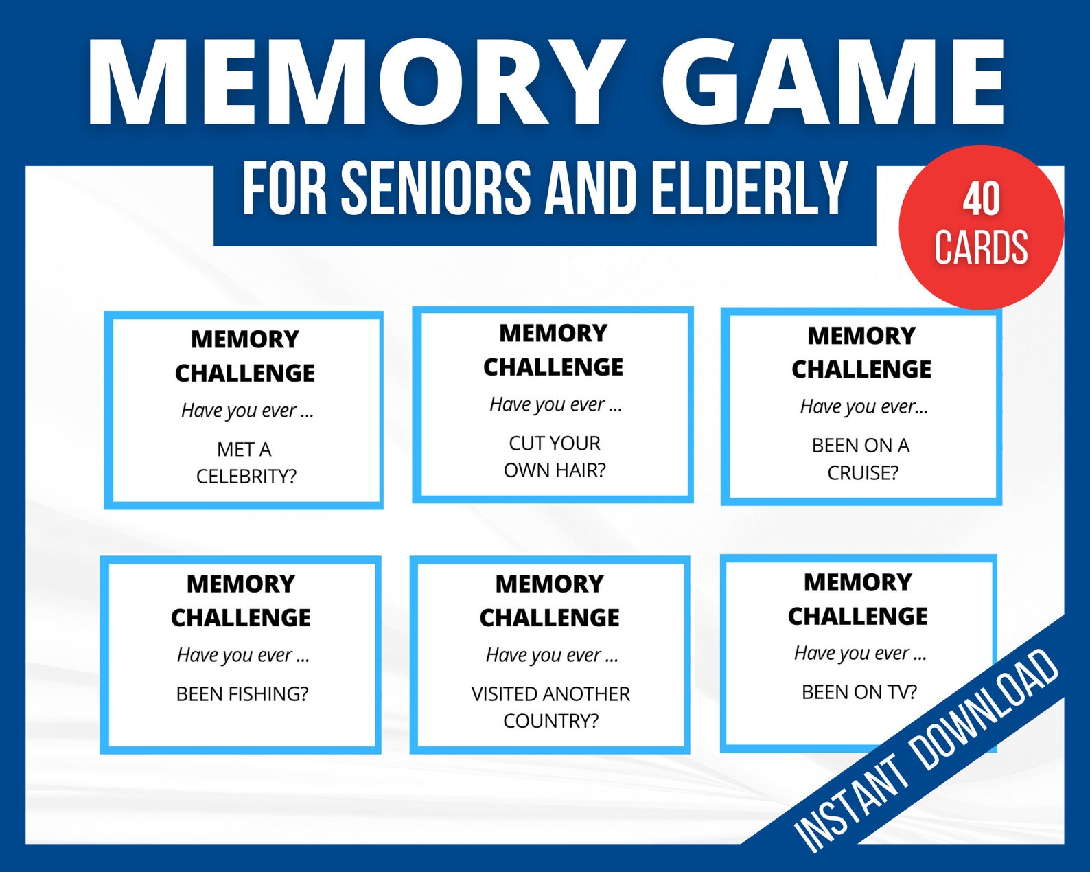 Memory Game for Seniors, Elderly Printable Game, Alzheimers Activity ...