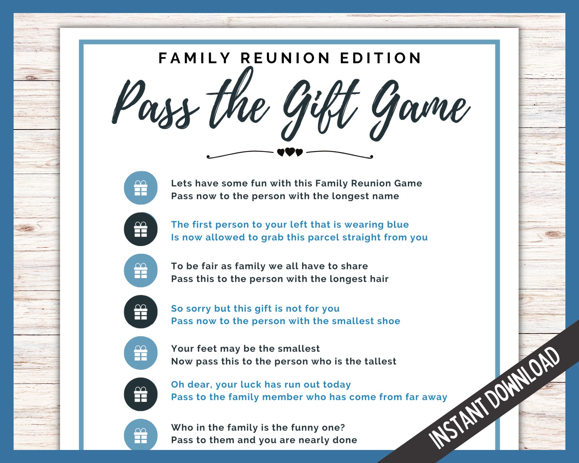 Family Reunion Games Pass the Gift Game Pass the Parcel - Etsy