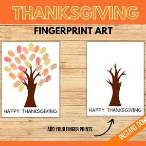 Thanksgiving Fingerprint Art, Preschool Fall Craft, Printable ...