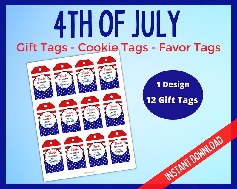 4th of July Printable Gift Tag Fourth of July Gift Tags 4th | Etsy