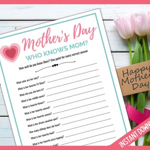 Who Knows Mom Best, Printable Mothers Day Games for Kids and Adults ...