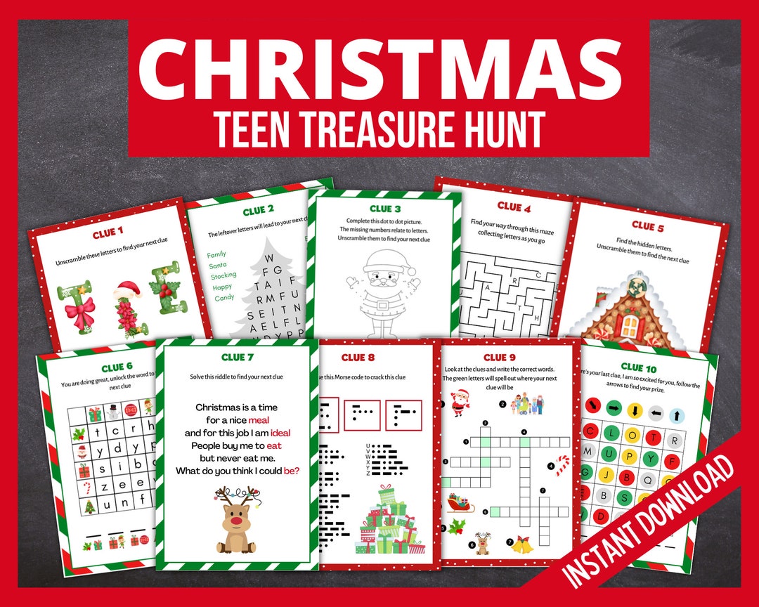Christmas Treasure Hunt for Teens, Indoor Christmas Scavenger Hunt for ...