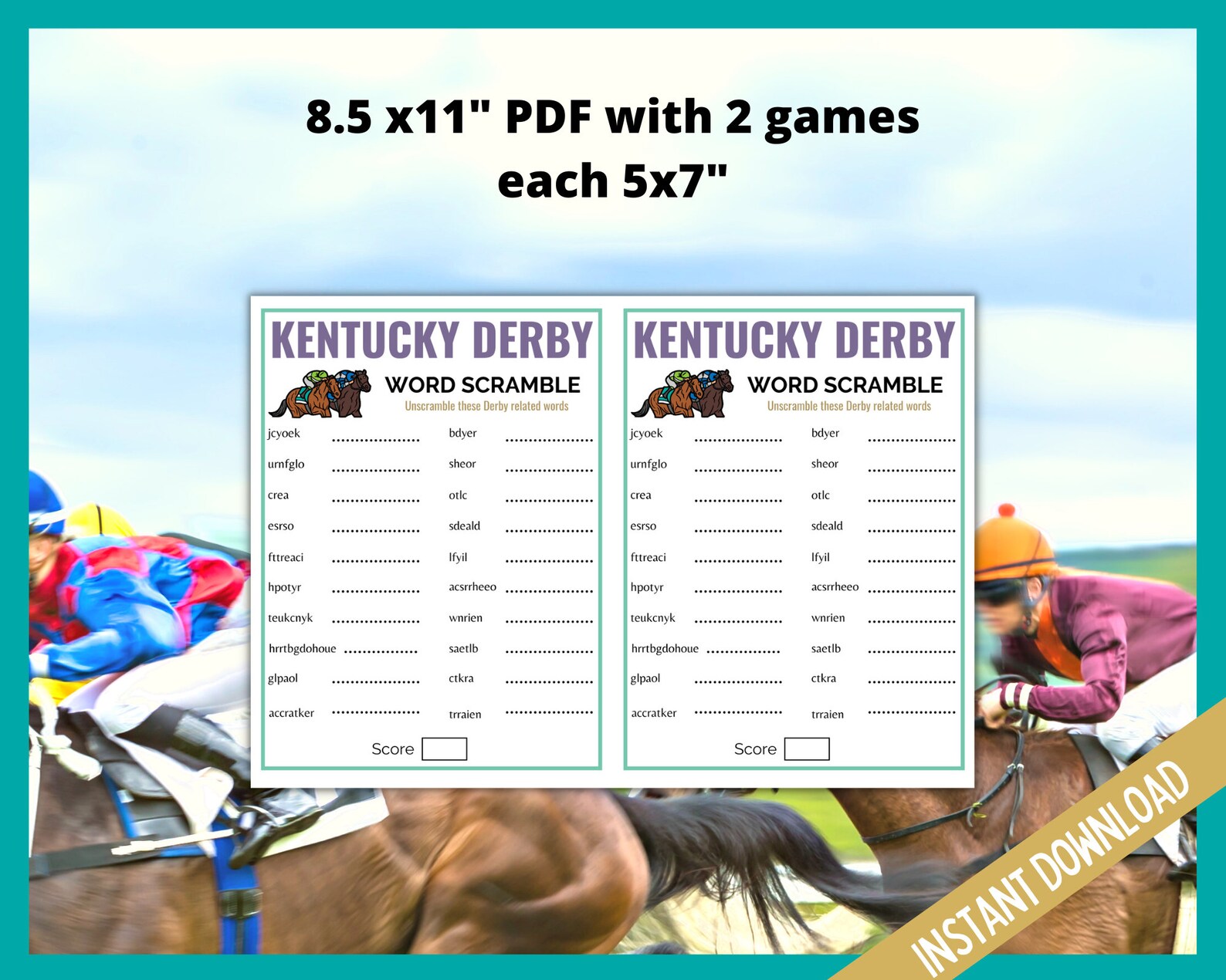 Kentucky Derby Printable Game Kentucky Derby Word Scramble | Etsy