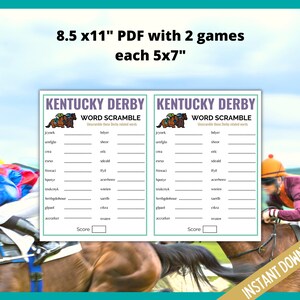 Kentucky Derby Printable Game, Kentucky Derby Word Scramble, Derby ...