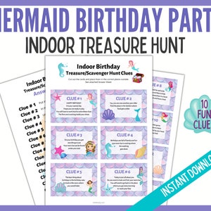 Mermaid Treasure Hunt, Mermaid Themed Scavenger Hunt Clues, Mermaid ...