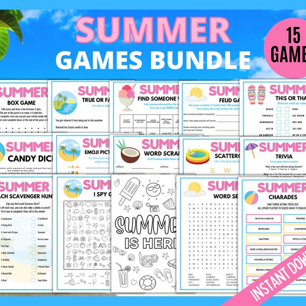 Summer Printable Games - Etsy
