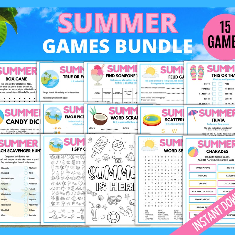Summer Printable Games - Etsy