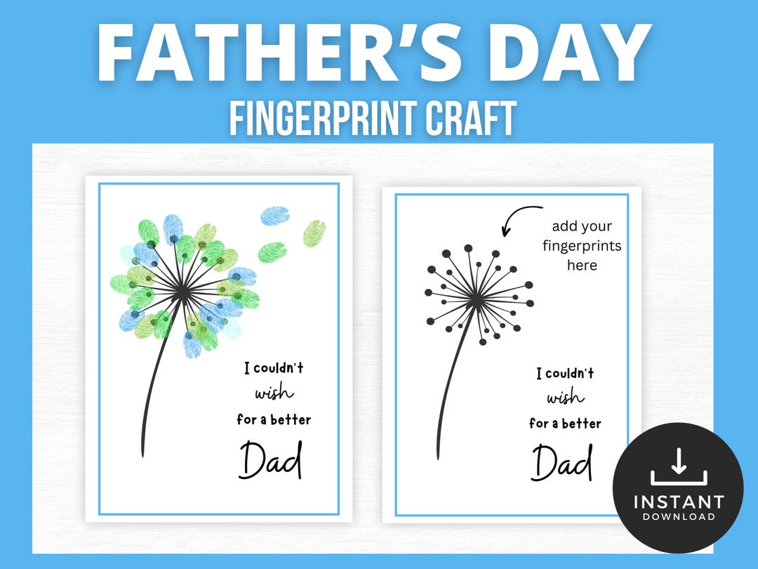 Fathers Day Fingerprint Art, Fingerprint Dad Craft, Gift for Daddy ...
