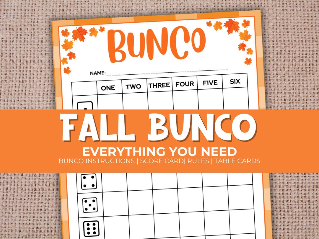 Fall Bunco Printable Party Pack and Scorecards, Thanksgiving Bunco ...