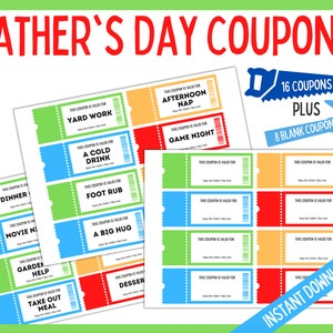 Fathers Day Coupon Book, Father's Day Coupons, Father's Day Gift ...