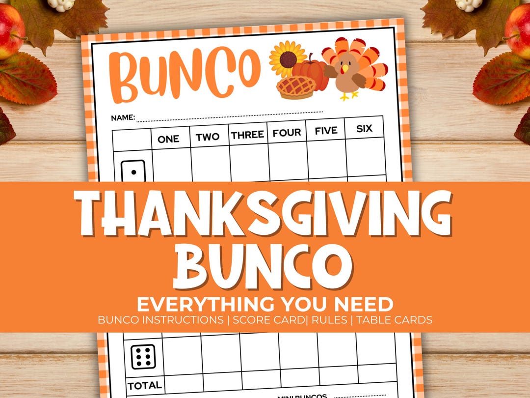 Fall Bunco Printable Party Pack and Scorecards, Thanksgiving Bunco ...