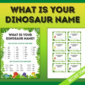 What is Your Dinosaur Name Dinosaur Birthday Party Game - Etsy