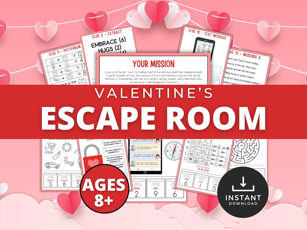 Valentines Day Escape Room, Printable Treasure Hunt, Kids Valentines ...