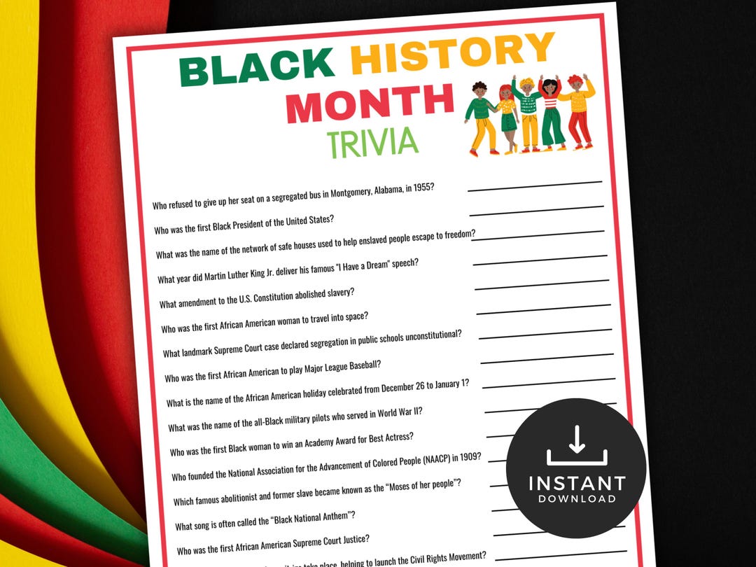Black History Month Trivia Game, Educational, History Game, Classroom ...