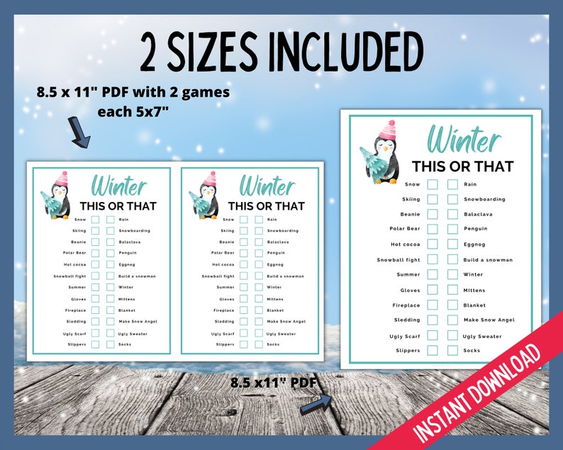 Winter This or That, Wintertime Activity, Cold Weather Fun Game for ...