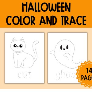 Halloween Trace and Color, Kids Halloween Classroom Coloring Pages ...