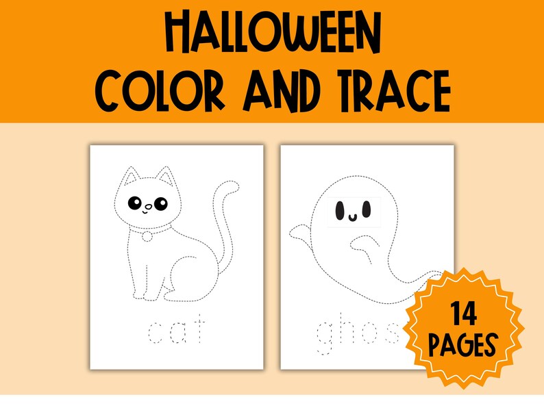 Halloween Trace and Color, Kids Halloween Classroom Coloring Pages ...
