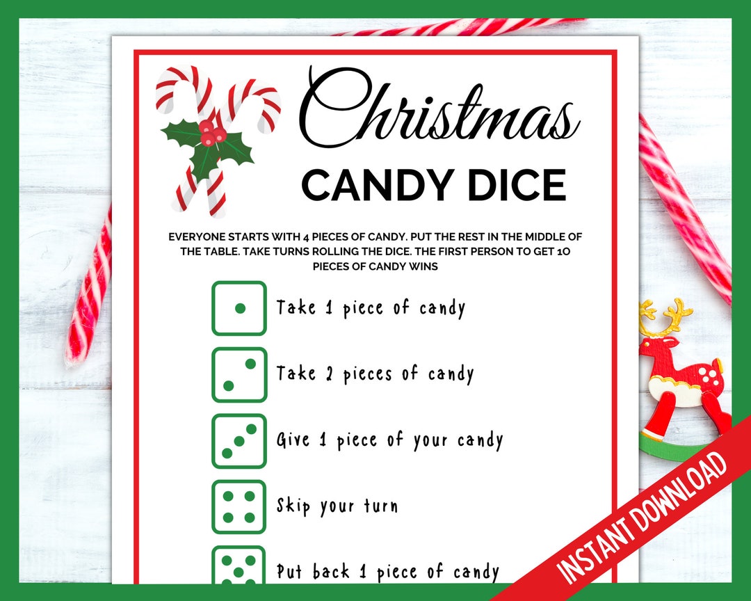 Christmas Candy Dice Game, Fun Christmas Game, Xmas Party Game, Fun ...