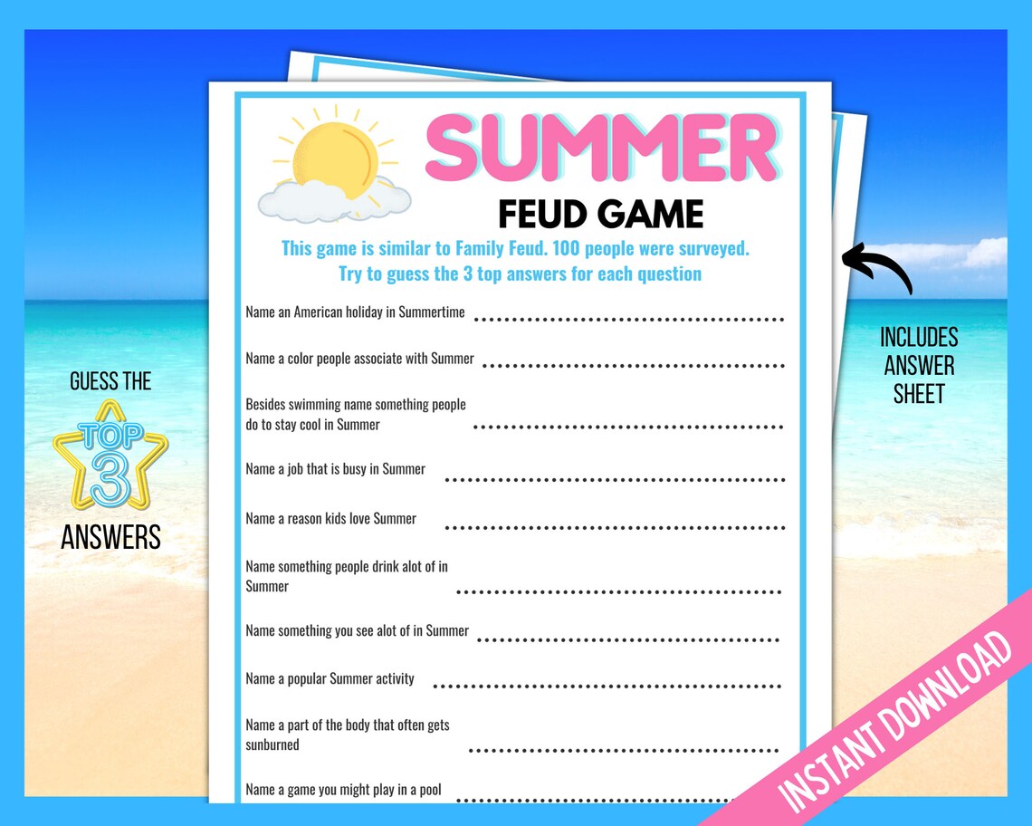 Summer Printable Games Bundle Summertime Activity Summer - Etsy
