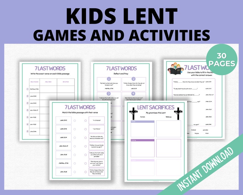 Kids Lent Games and Activities Bundle, Lenten Games Bundle, Lent ...