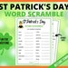 St Patricks Day Word Scramble, St Paddy's Day Word Unscramble Game, St ...