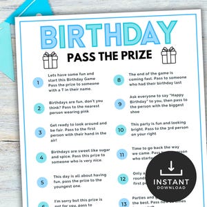 Pass the Parcel Party Game, Kids Party Printable Game, Birthday Party ...