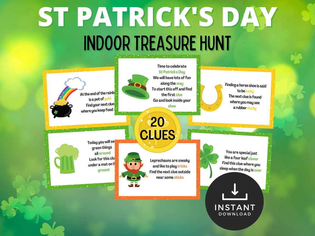 St Patricks Day Scavenger Hunt for Kids, St Patricks Day Treasure Hunt ...