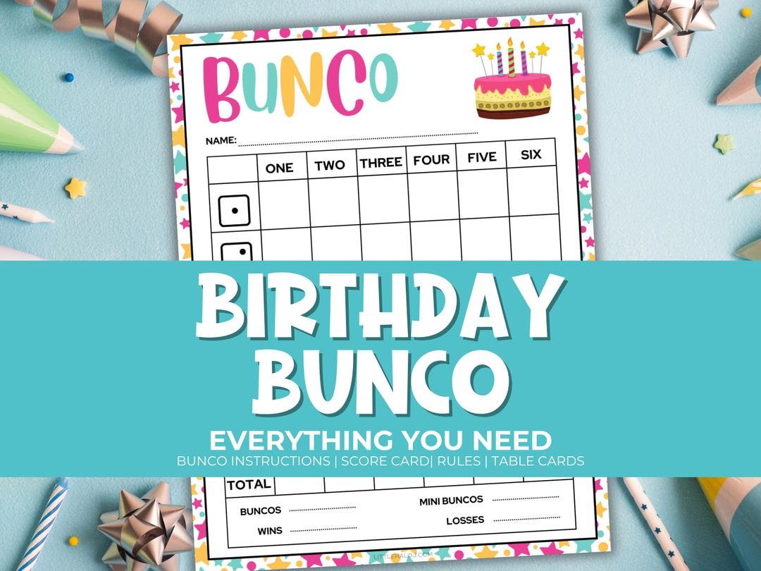 Birthday Bunco Printable Party Pack and Scorecards, Bunco Game Rules ...