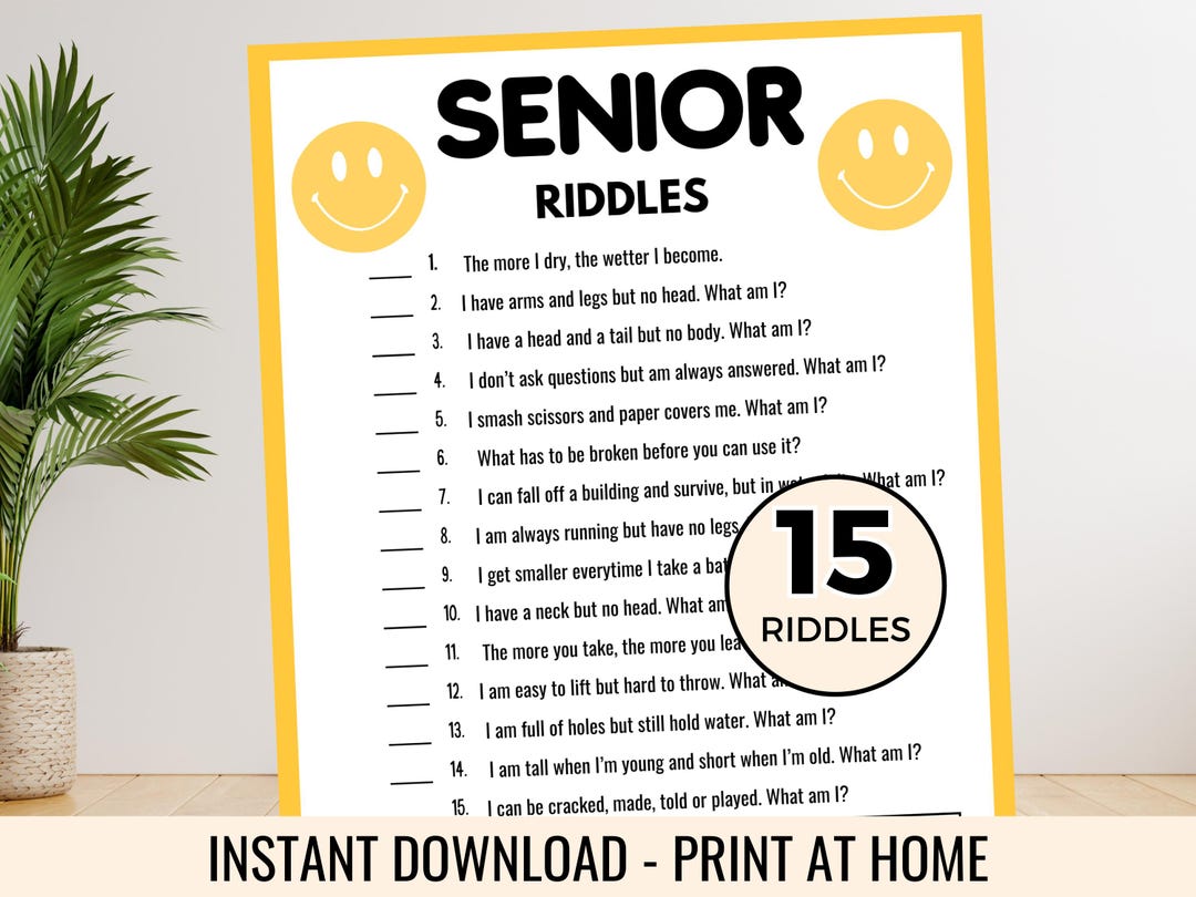 Senior Riddles, Game for Seniors, Elderly Printable Game, Rest Home ...
