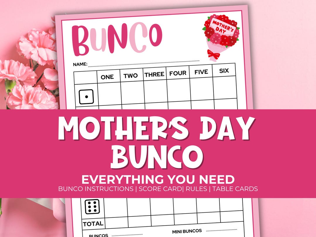 Mothers Day Bunco Printable Party Pack and Scorecards, Bunco Game Rules ...