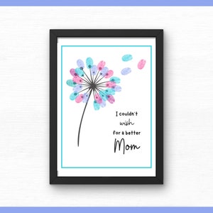 Mothers Day Fingerprint Art, Fingerprint Flower Craft, Gift for Mom ...