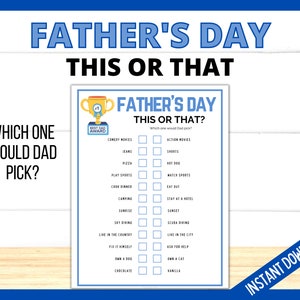 Father's Day This or That Game, Fun Dad Games, Would You Rather,father ...