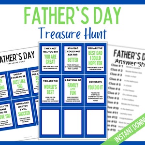 Father's Day Treasure Hunt Clue Cards, Fathers Day Scavenger Hunt ...