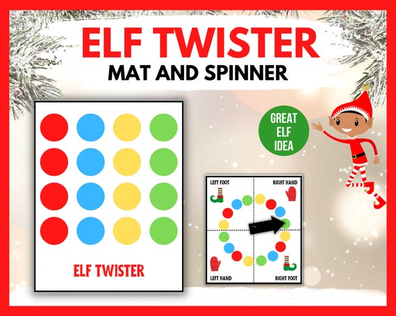 Christmas Elf Activities, Printable Elf Twister Game, Elf Props, Elf ...