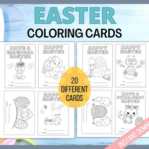 Easter Coloring Cards, Printable Easter Cards, Kids Easter Cards ...