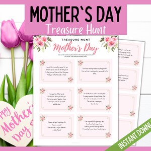 Mother's Day Treasure Hunt Clues, Mother's Day Scavenger Hunt, Mothers ...