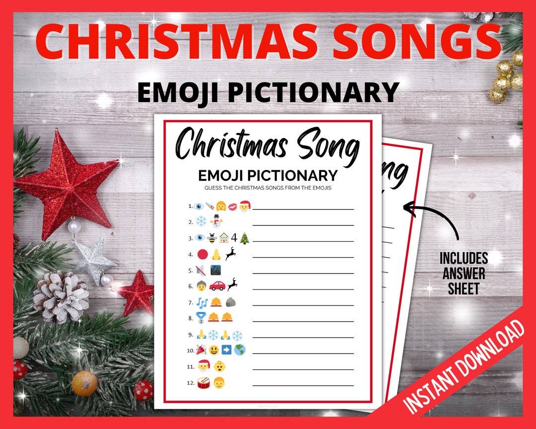 Christmas Songs Emoji Pictionary Game, Fun Christmas Game, Xmas Emoji ...