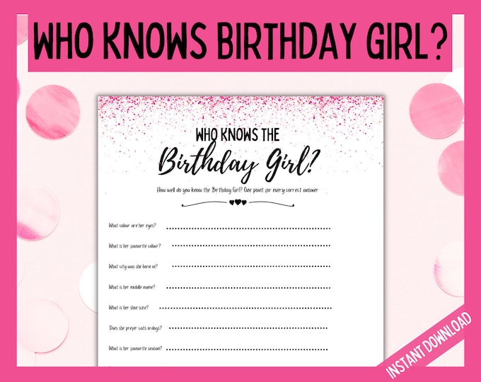 Fun Adult Birthday Game - How Well Do You Know the Birthday Girl ...
