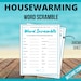 Housewarming Printable Game, Housewarming Word Scramble, New House ...