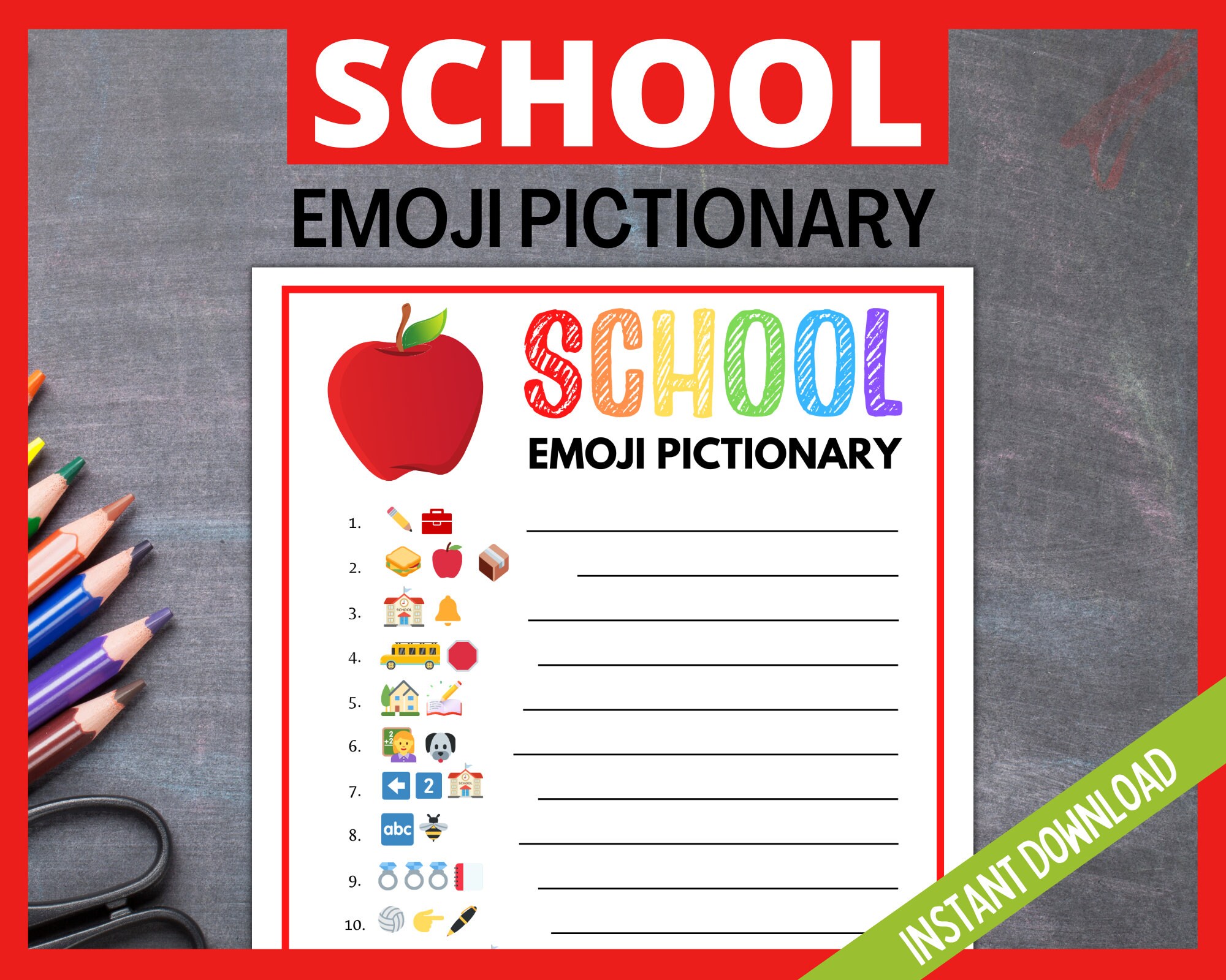 Back to School Emoji Pictionary, Classroom Activity, School Game for ...