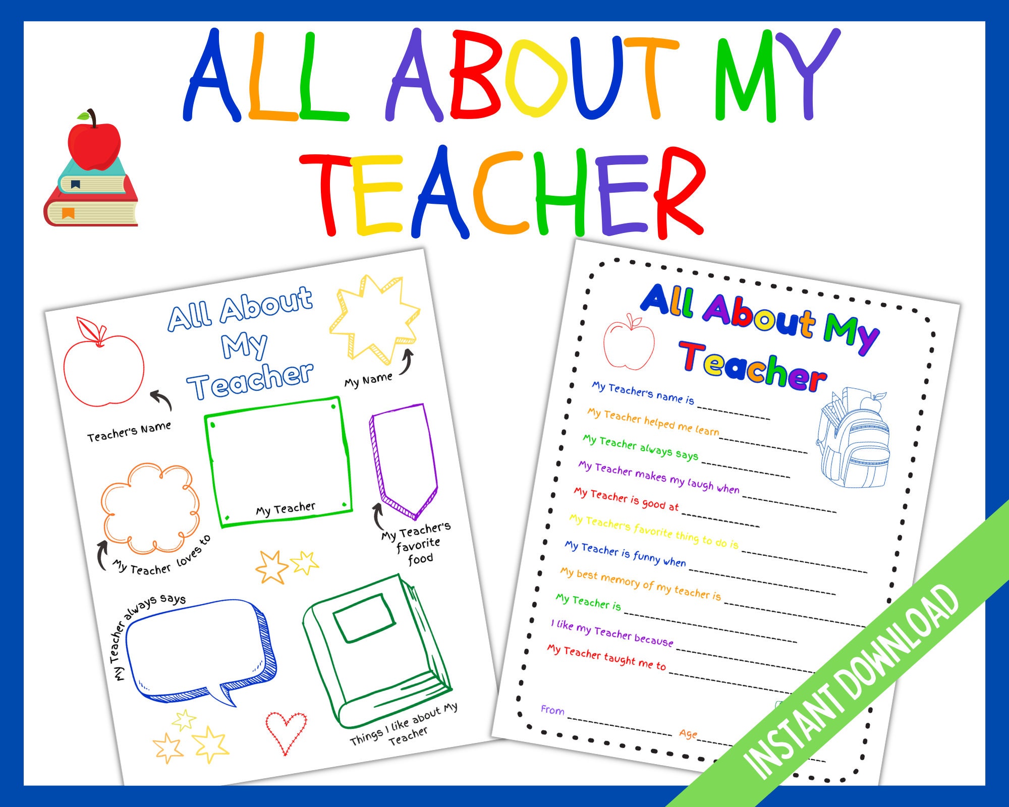 All About My Teacher Teacher Appreciation Week Printable - Etsy