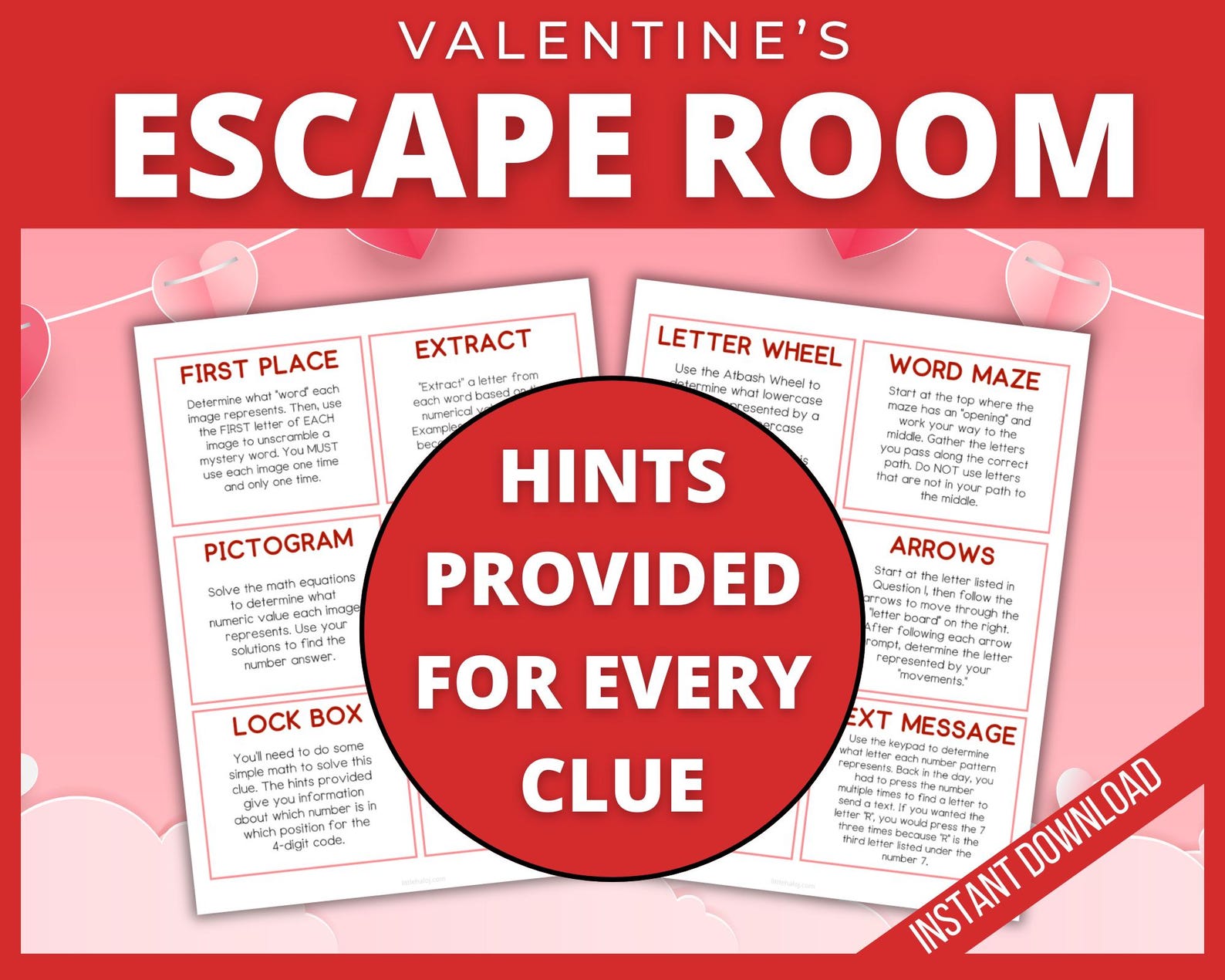 Valentines Day Escape Room, Printable Treasure Hunt, Kids Valentines ...