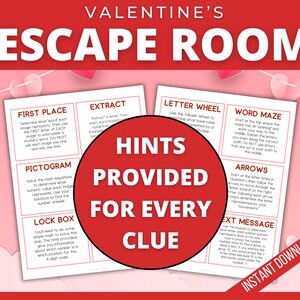 Valentines Day Escape Room, Printable Treasure Hunt, Kids Valentines ...