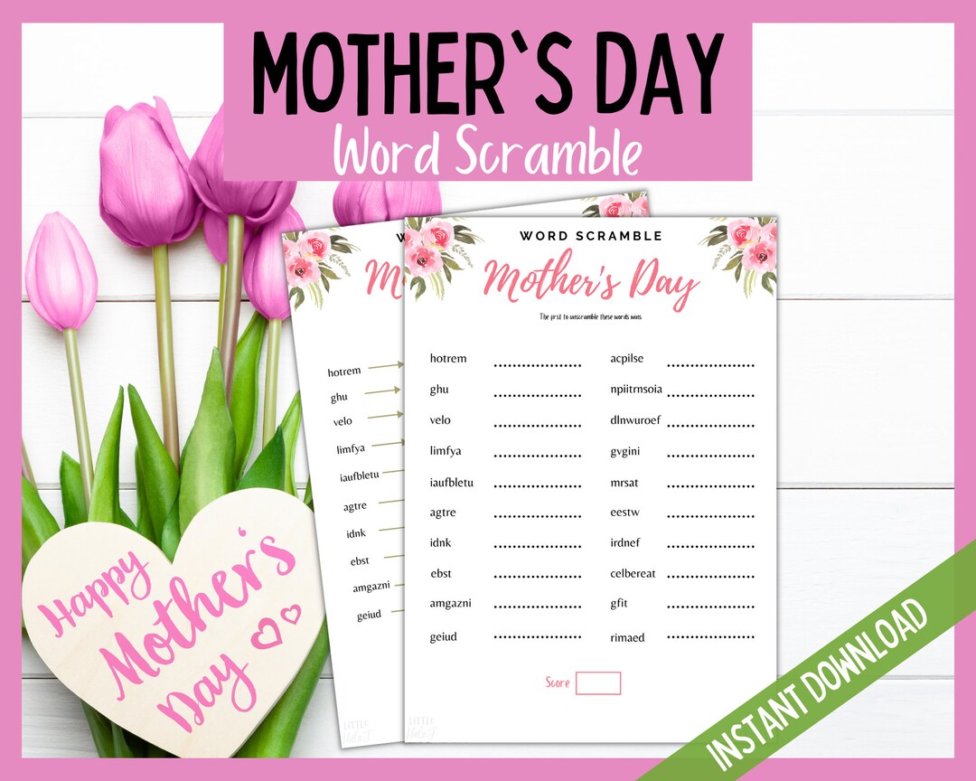 Mother's Day Word Scramble, Mother's Day Fun Game, Family Activities ...