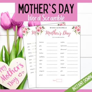 Mother's Day Word Scramble, Mother's Day Fun Game, Family Activities ...