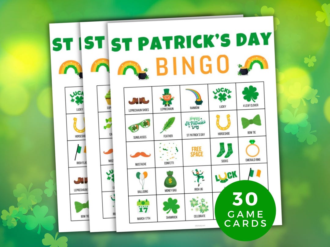 St Patrick's Day Bingo, Saint Patricks Day Games, St Paddy Day Bing, St ...