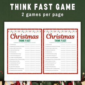 Christmas Think Fast Game, Christmas Printable Game, Christmas Family ...